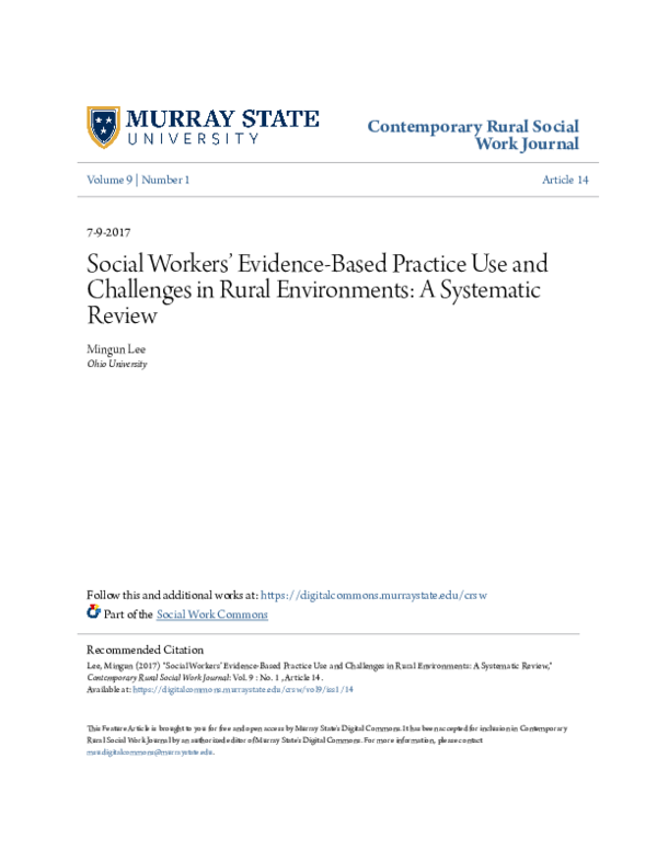 (PDF) Social Workers’ Evidence-Based Practice Use and Challenges in ...