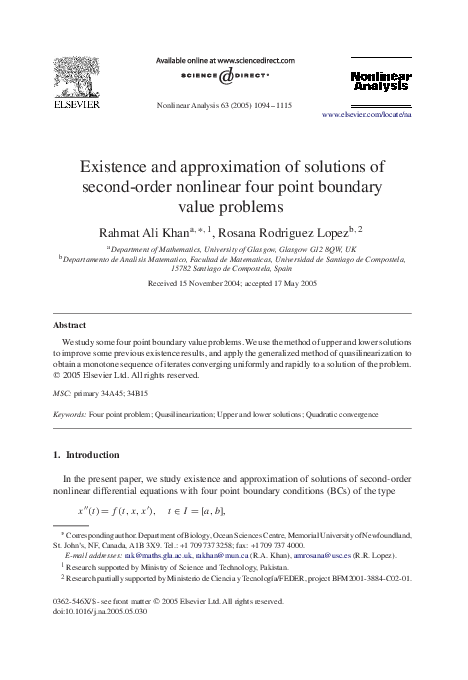 Pdf Existence And Approximation Of Solutions Of Second Order