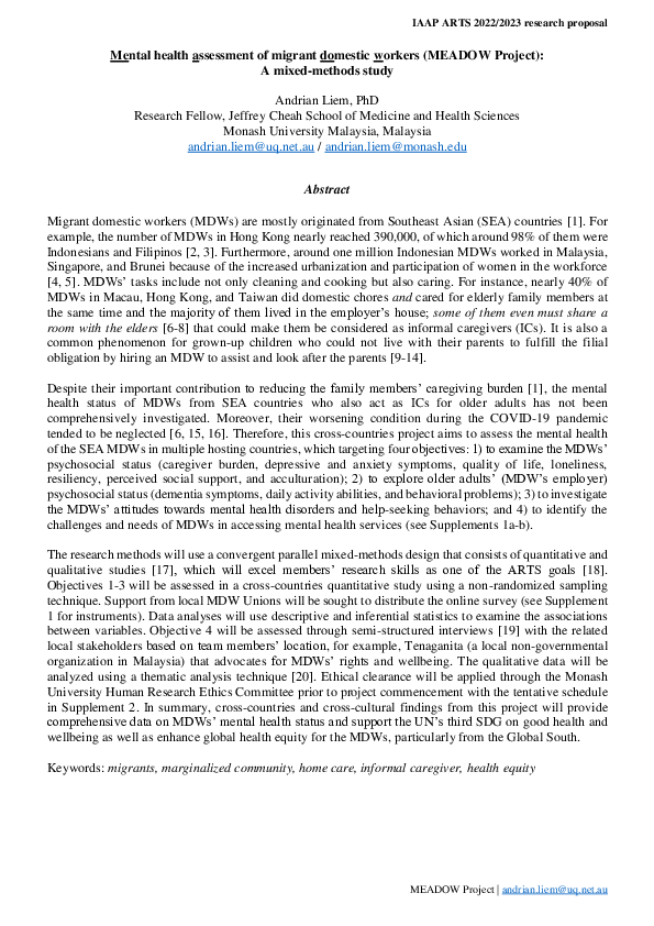 (PDF) Mental health assessment of migrant domestic workers (MEADOW ...