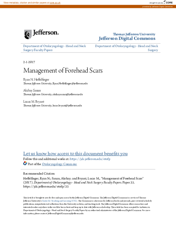 (PDF) Management of Forehead Scars