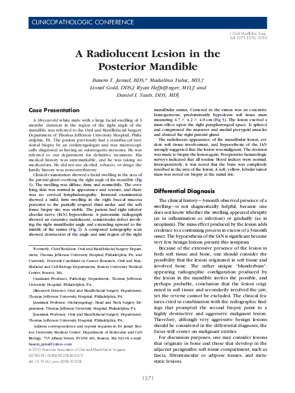 (PDF) A Radiolucent Lesion in the Posterior Mandible | Ryan ...