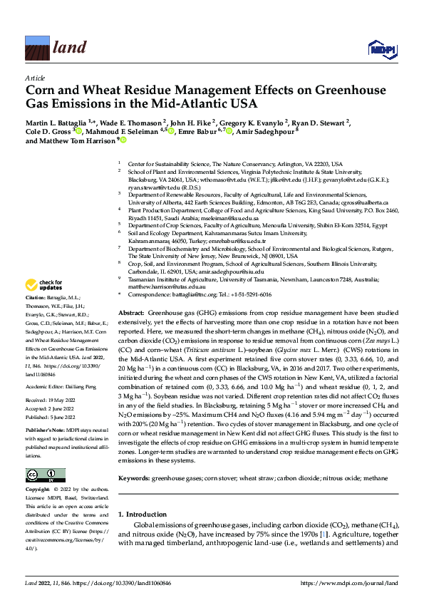 (PDF) Corn and Wheat Residue Management Effects on Greenhouse Emissions ...