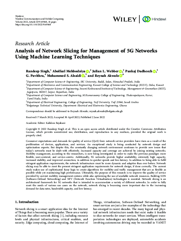 Pdf Analysis Of Network Slicing For Management Of 5g Networks Using Machine Learning Techniques