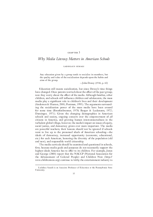 (PDF) 3. Why Media Literacy Matters in American Schools