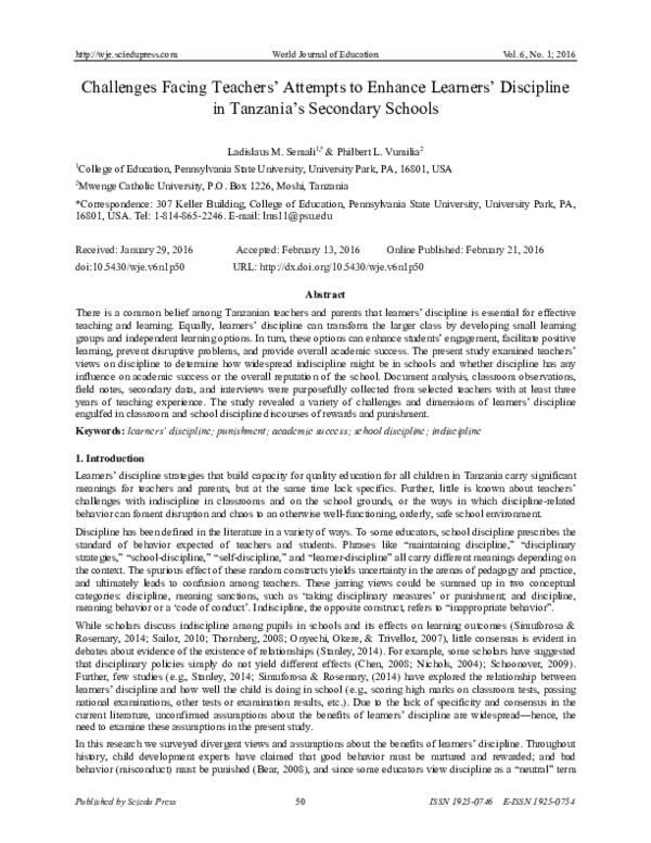 (PDF) Challenges Facing Teachers’ Attempts to Enhance Learners ... (PDF) Challenges Facing Teachers’ Attempts to Enhance Learners ...