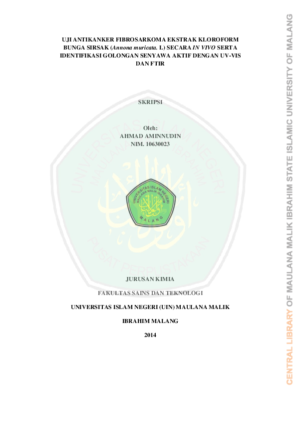 (PDF) Uji antikanker fibrosarkoma ekstrak kloroform bunga sirsak ...