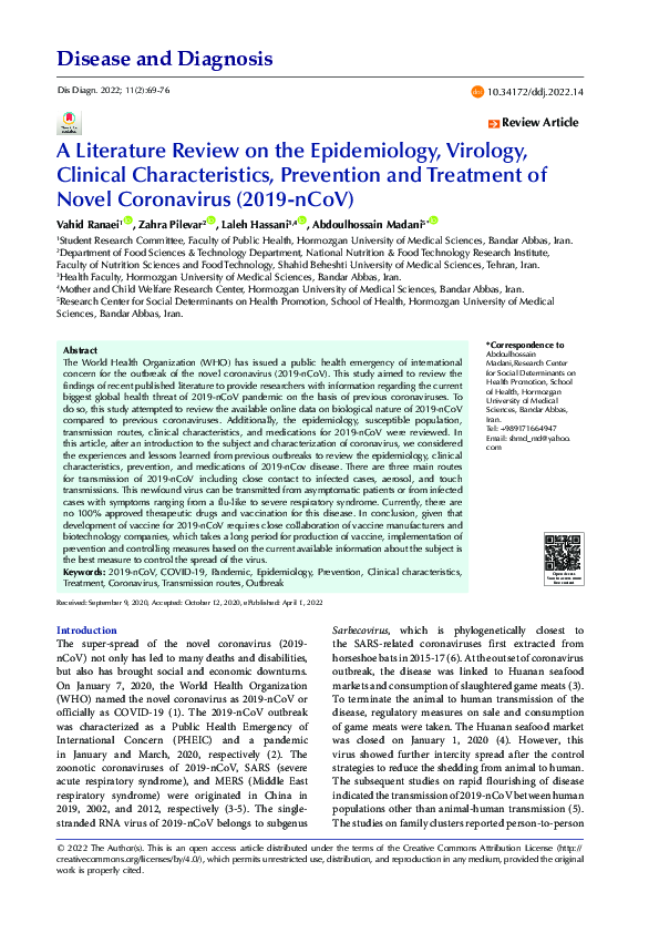 (PDF) A Literature Review on the Epidemiology, Virology, Clinical ...