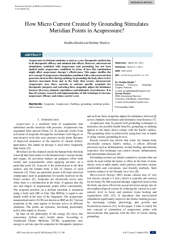 (PDF) How Micro Current Created by Grounding Stimulates Meridian Points ...