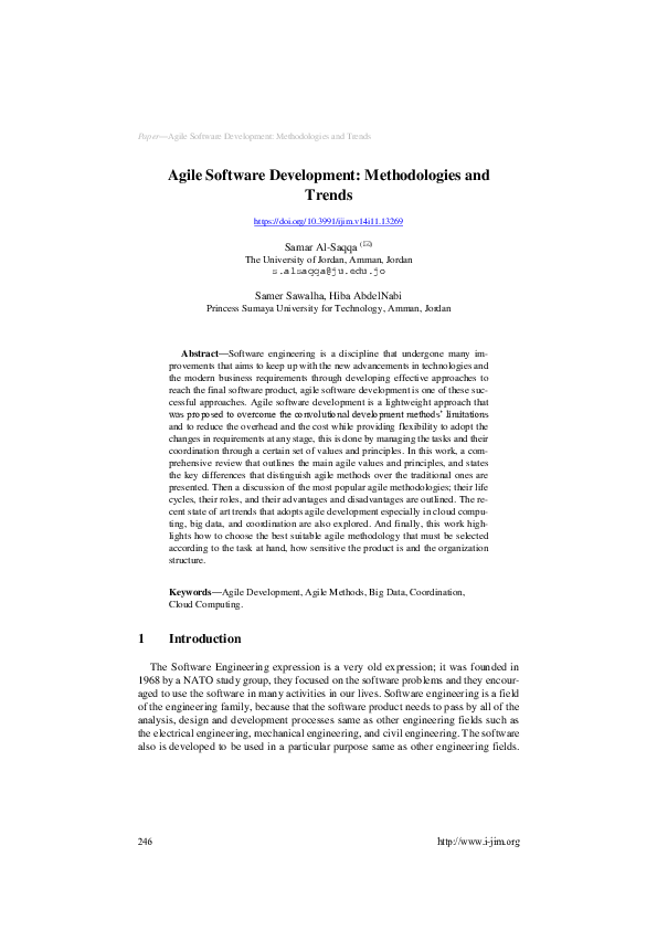 (PDF) Agile Software Development: Methodologies and Trends (PDF) Agile Software Development: Methodologies and Trends