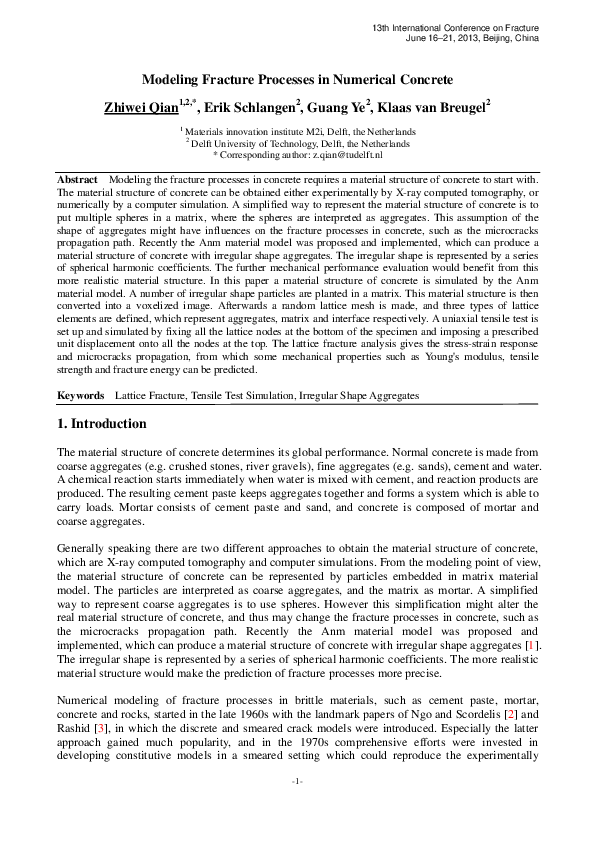 (PDF) Modeling Fracture Processes in Numerical Concrete