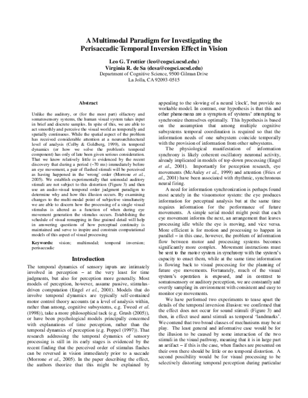 (PDF) A Multimodal Paradigm for Investigating the Perisaccadic Temporal ...