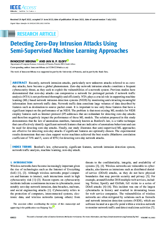 Pdf Detecting Zero Day Intrusion Attacks Using Semi Supervised Machine Learning Approaches