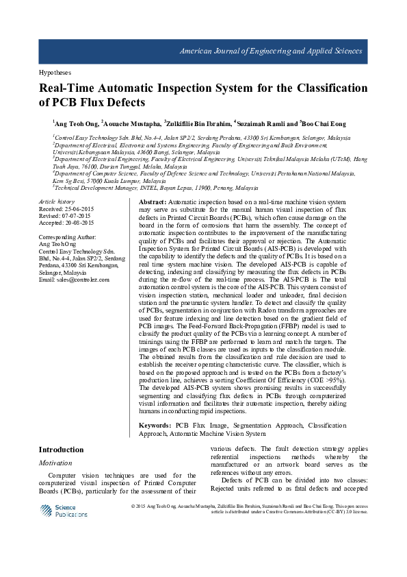 Pdf Real Time Automatic Inspection System For The Classification Of
