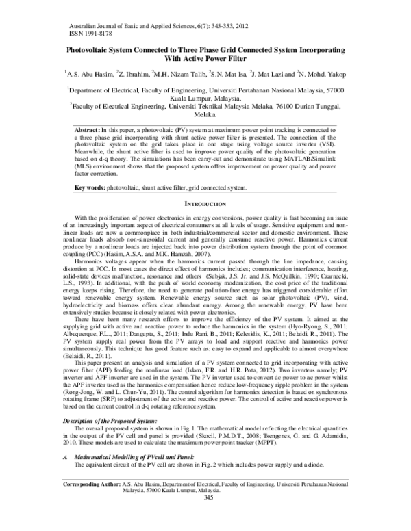 Pdf Photovoltaic System Connected To Three Phase Grid Connected System Incorporating With