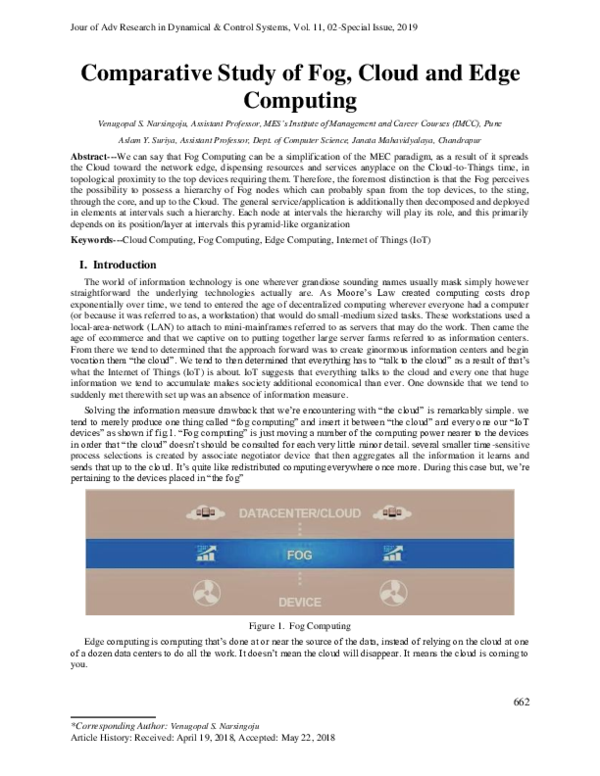 (PDF) Comparative Study of Fog, Cloud and Edge Computing