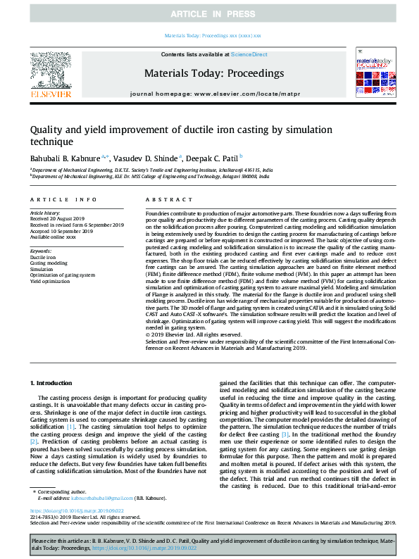 (PDF) Quality and yield improvement of ductile iron casting by ...