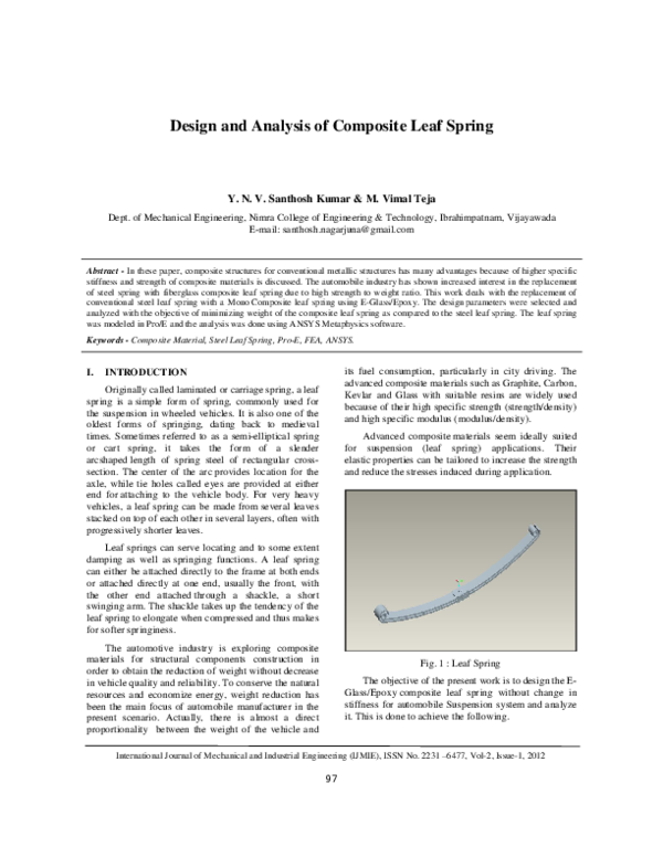 Pdf Design And Analysis Of Composite Leaf Spring
