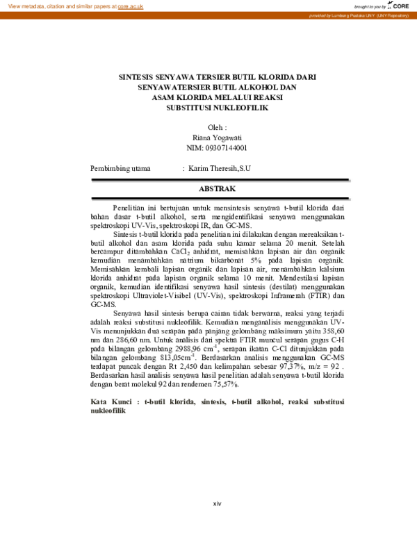 (PDF) Sintesis Senyawa Tersier Butil Klorida Dari Senyawatersier Butil ...