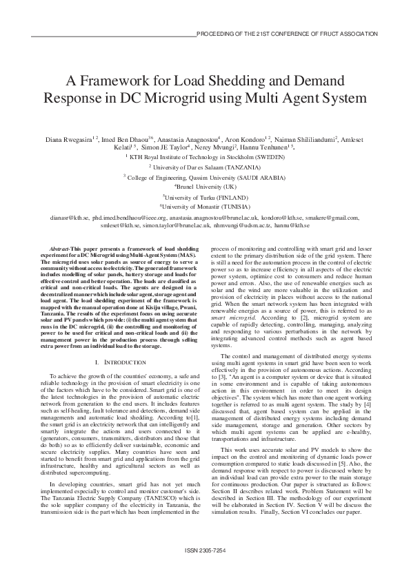 (PDF) A framework for load shedding and demand response in DC microgrid using multi agent system