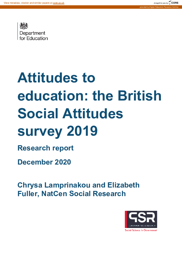 (PDF) Attitudes to Education the British Social Attitudes Survey 2019 ...