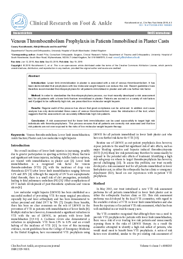 (PDF) Venous Thromboembolism Prophylaxis in Patients Undergoing Cranial Neurosurgery: A ...