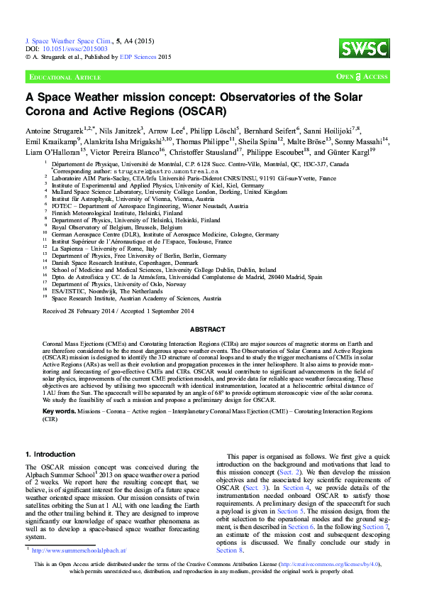 (PDF) A Space Weather mission concept