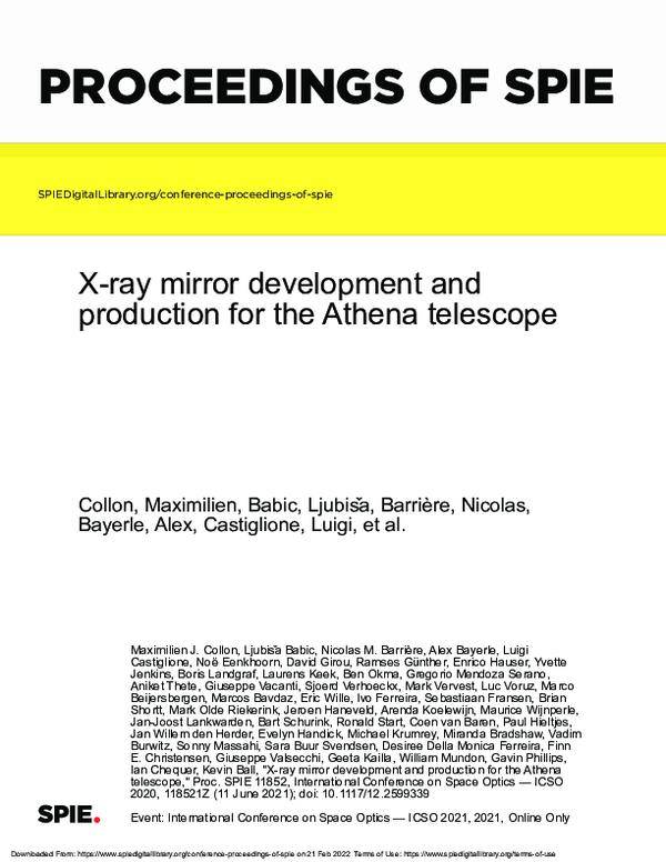 (PDF) X-ray mirror development and production for the Athena telescope