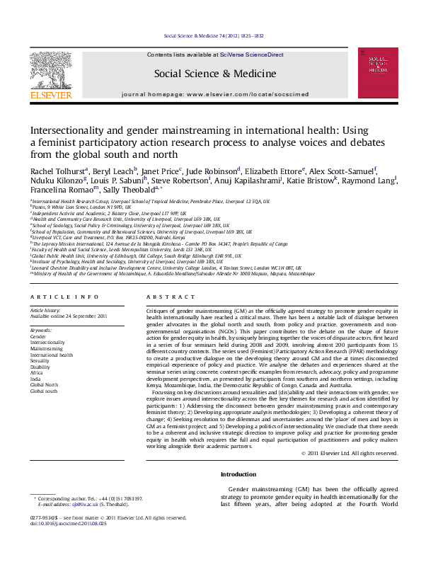 (PDF) Intersectionality and gender mainstreaming in international ...