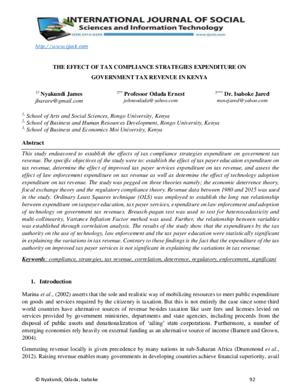 (PDF) The Effect of Tax Compliance Strategies Expenditure on Government ...