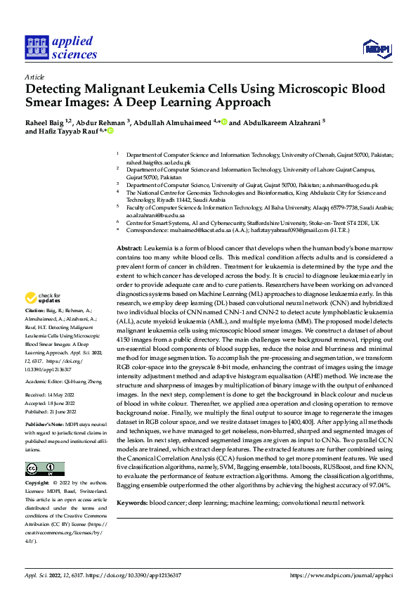 (PDF) Detecting Malignant Leukemia Cells Using Microscopic Blood Smear Images: A Deep Learning ...