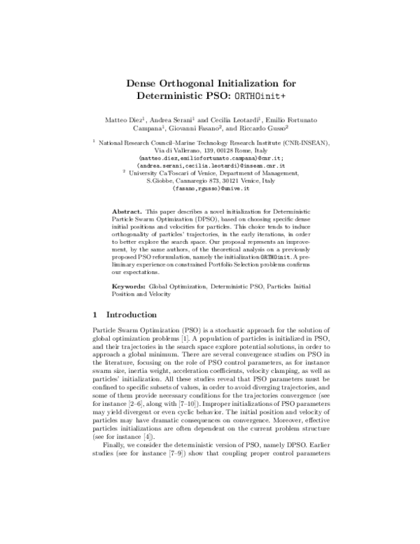 (PDF) Dense Orthogonal Initialization for Deterministic PSO: ORTHOinit+