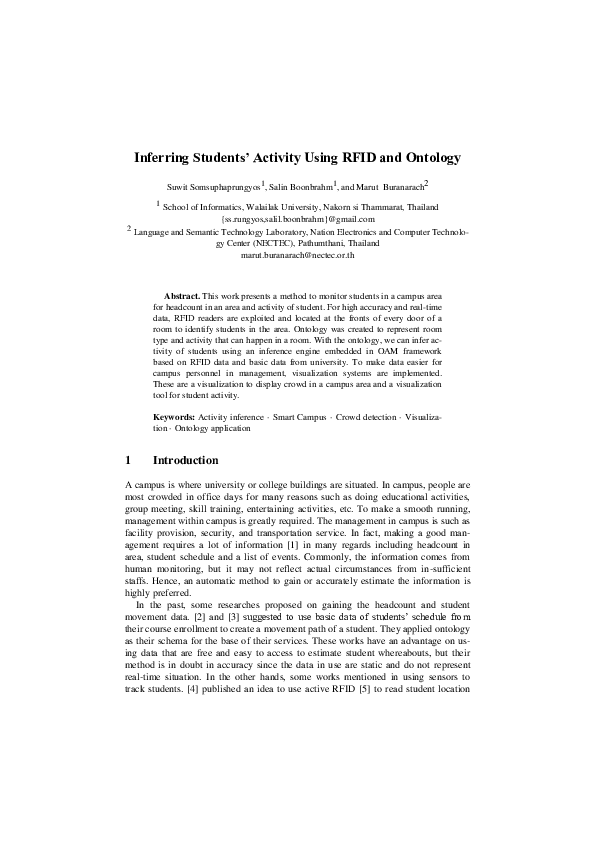 (PDF) Inferring Students' Activity Using RFID and Ontology