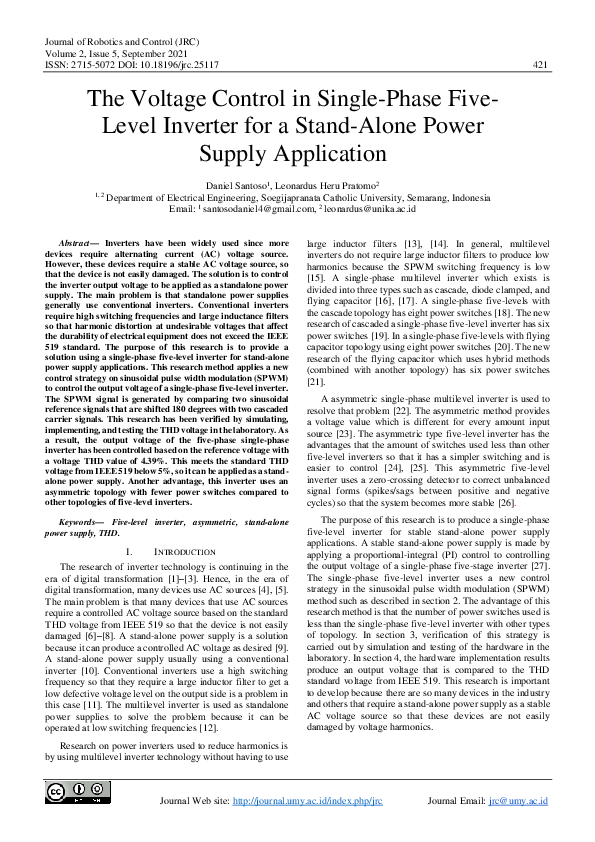 (PDF) The Voltage Control in Single-Phase Five-Level Inverter for a ...