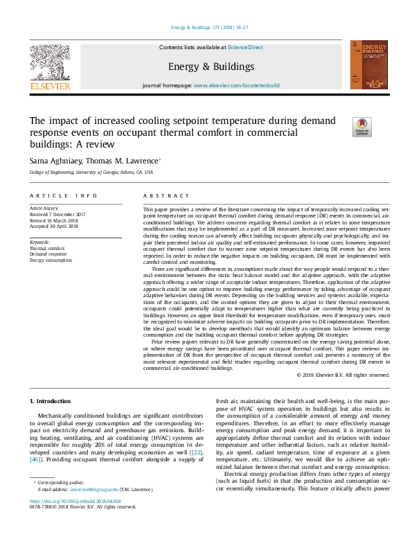 (PDF) The impact of increased cooling setpoint temperature during ...
