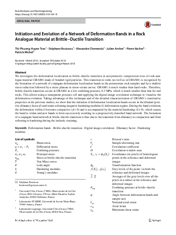 (PDF) Initiation and Evolution of a Network of Deformation Bands in a ...