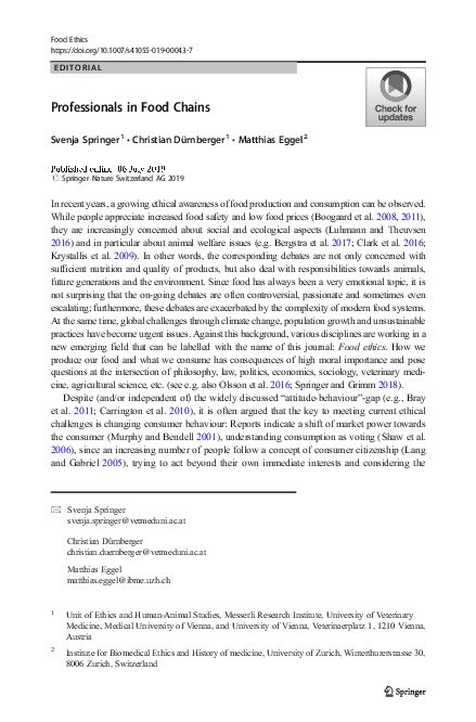 (PDF) Professionals in Food Chains