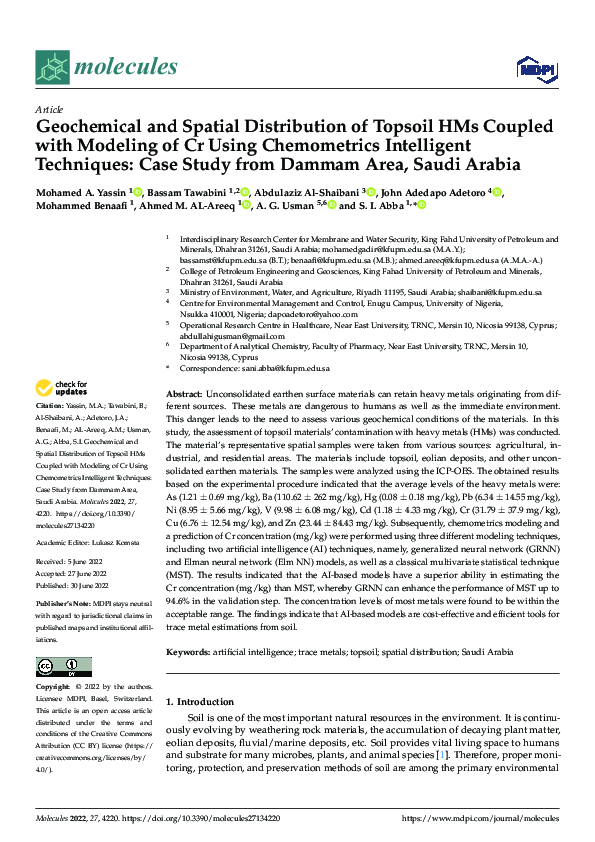 (PDF) Topsoil Heavy Metals and Cr Modeling in Dammam