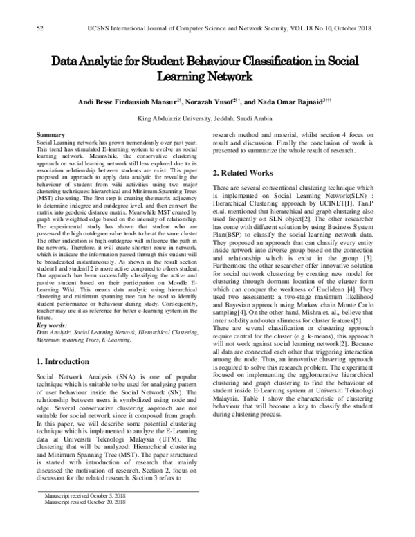 (PDF) Data Analytic for Student Behaviour Classification in Social Learning Network | Nada ...