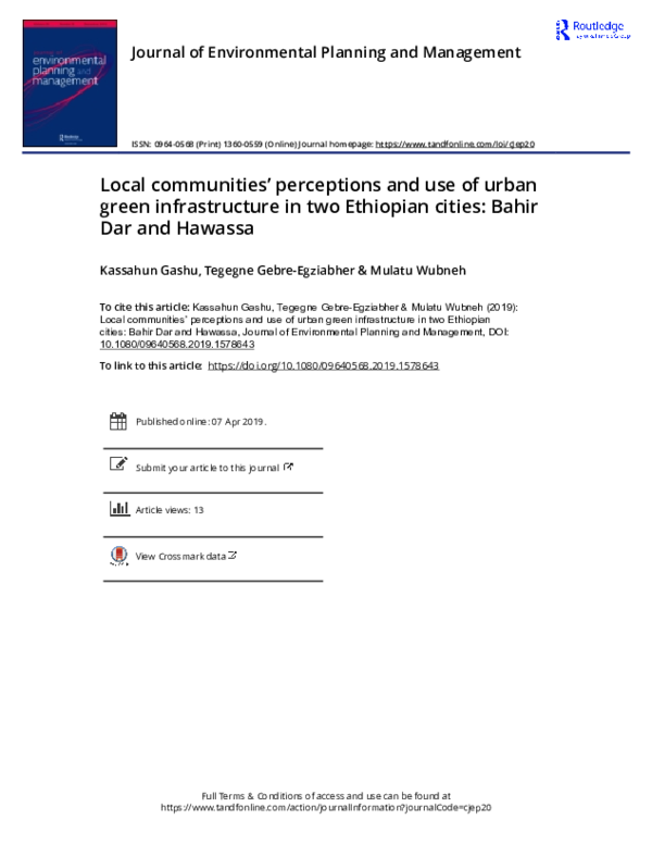 (PDF) Local communities’ perceptions and use of urban green ...