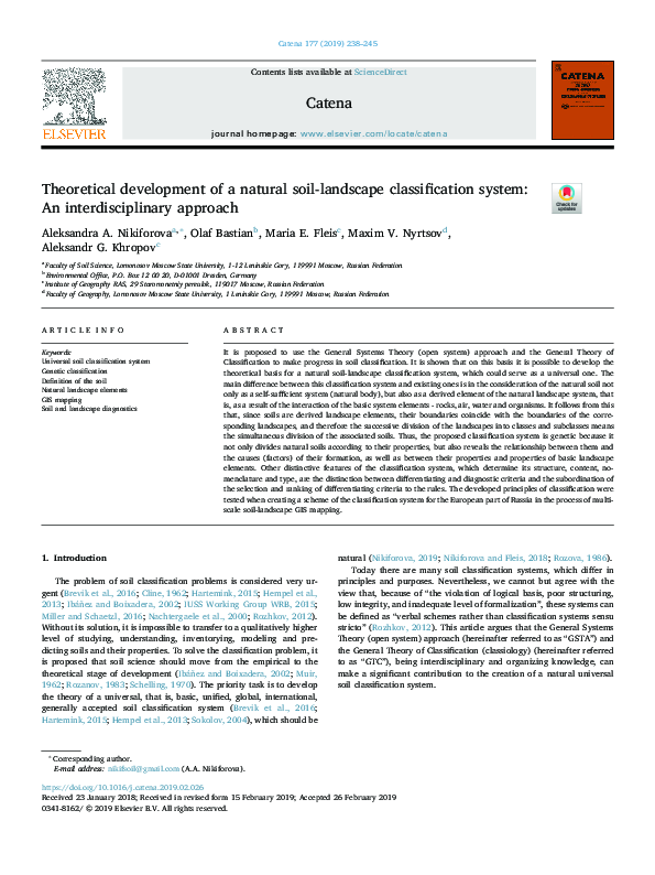 (PDF) Theoretical development of a natural soil-landscape ...