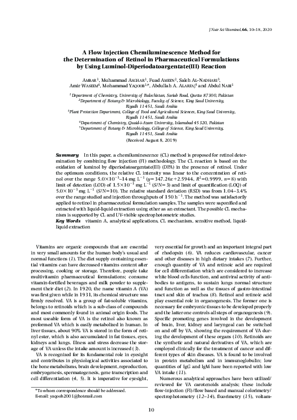 Pdf A Flow Injection Chemiluminescence Method For The Determination Of Protein Using Copper Ii