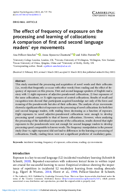 (PDF) The effect of frequency of exposure on the processing and ...