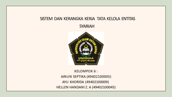 (PPT) Kel. 6-sistem dan kerangka kerja tata kelola entitas syariah