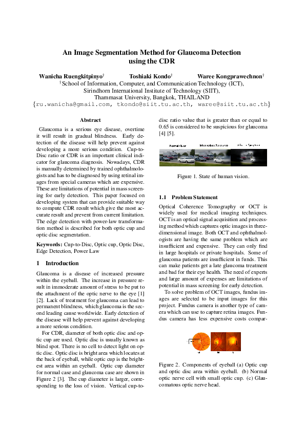 (PDF) An Image Segmentation Method for Glaucoma Detection using the CDR ... (PDF) An Image Segmentation Method for Glaucoma Detection using the CDR ...