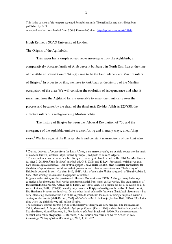 (PDF) The Origins of the Aghlabids