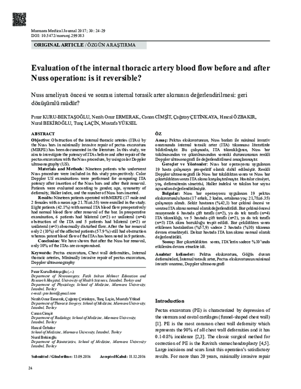 (PDF) Evaluation of the internal thoracic artery blood flow before and ...