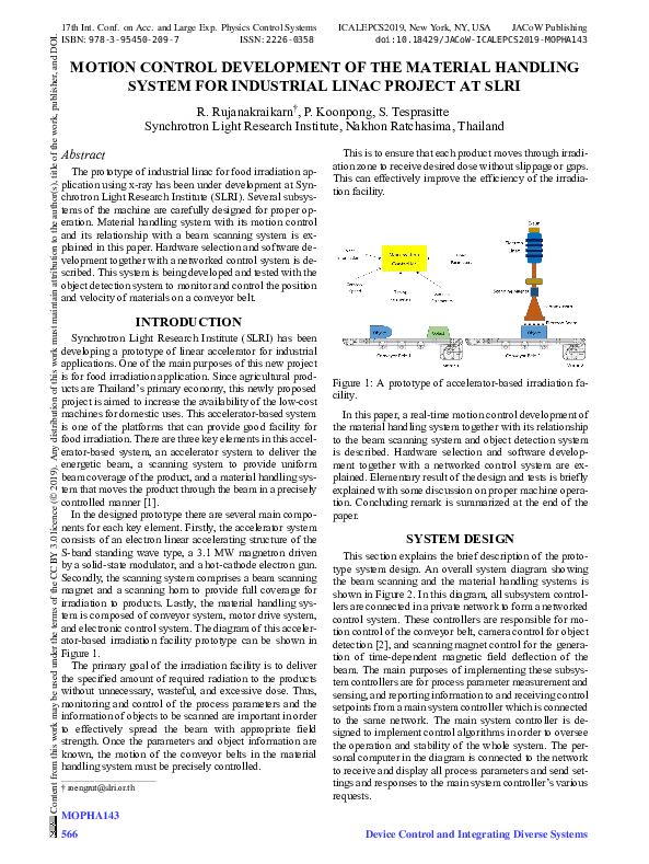 (PDF) Motion Control Development of the Material Handling System for Industrial Linac Project at ...