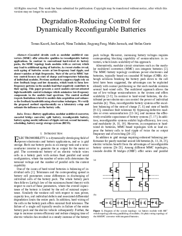 (PDF) Degradation-Reducing Control for Dynamically Reconfigurable Batteries