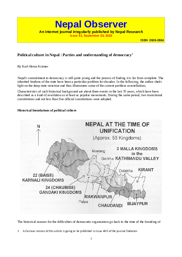(PDF) Political culture in Nepal : Parties and understanding of democracy