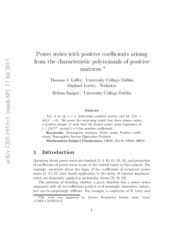 (PDF) Power series with positive coefficients